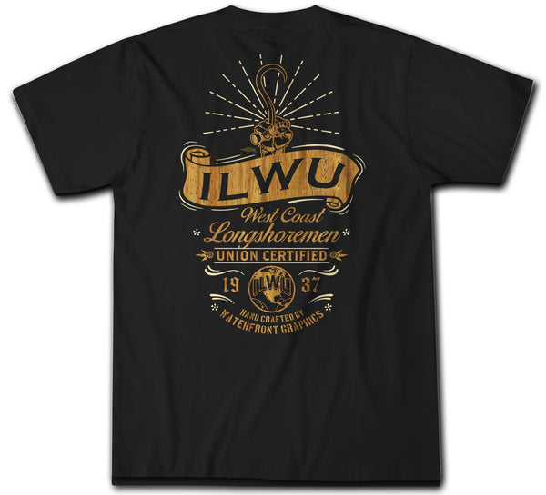 ILWU Wood Scroll - ILWU T Shirt - Short Sleeve – Hardcore Longshore